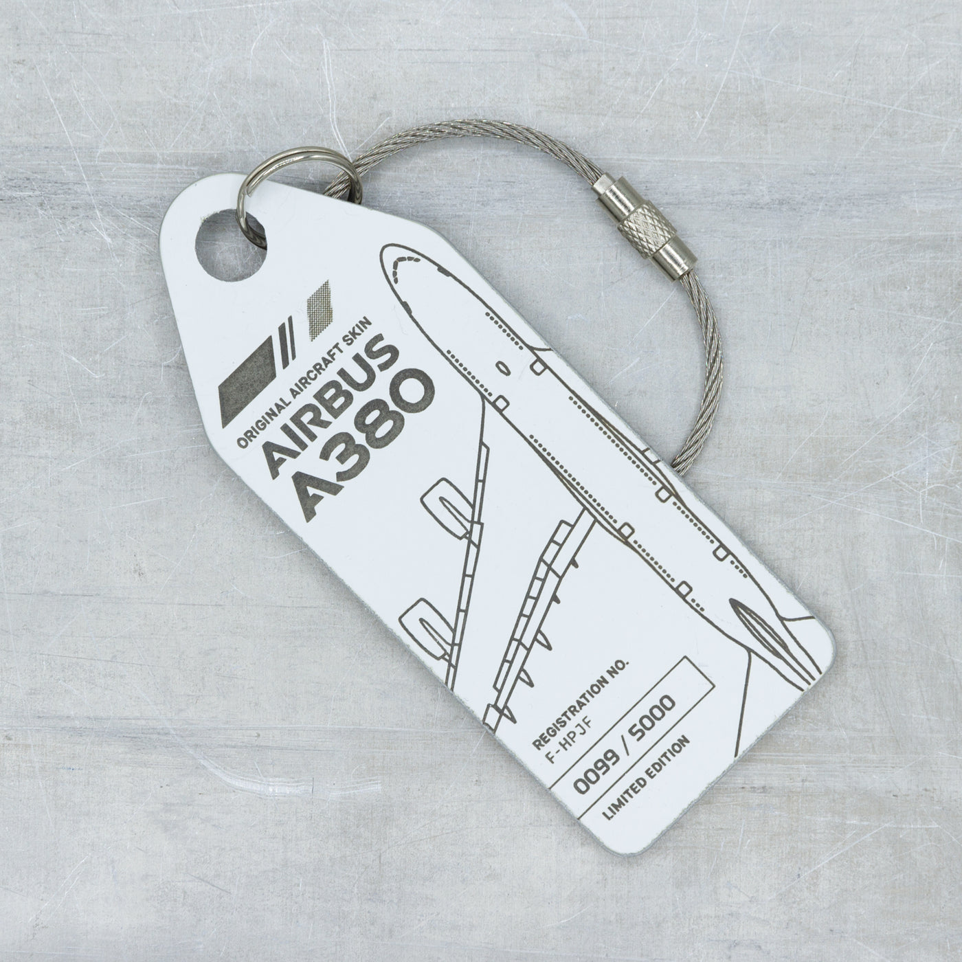 Aviationtag Airbus A380 - F-HPJF Edition Key-Chain and Bag-tag White