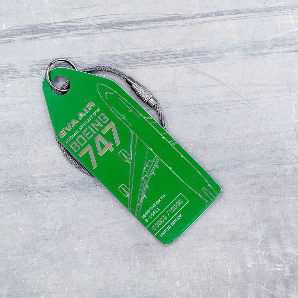Aircraft Skin Tags | EVA Air Boeing 747 B-16411 Keychain | Aviationtag