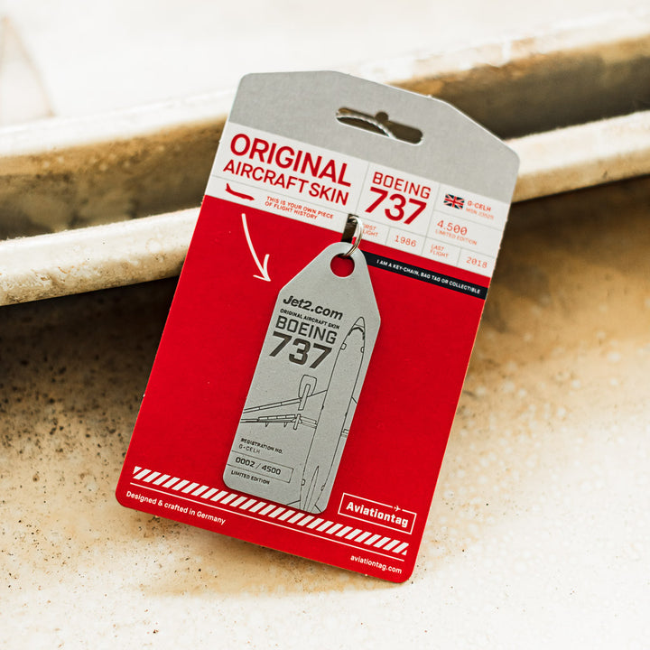 Original Aircraft Skin Tags | Jet2 Boeing 737 G-CELH Keychain | Aviationtag
