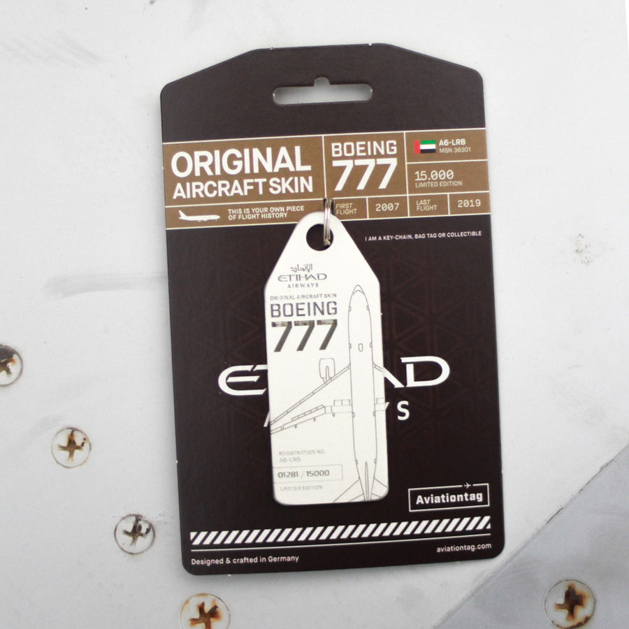 Airplane Skin Tags | Etihad Boeing 777 A6-LRB Keychain | Aviationtag